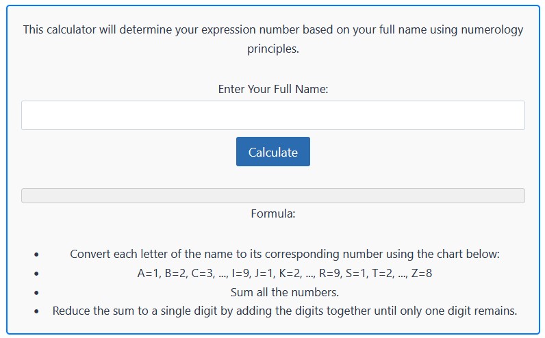 Expression Number Calculator - Find Out Your Expression Destiny Number
