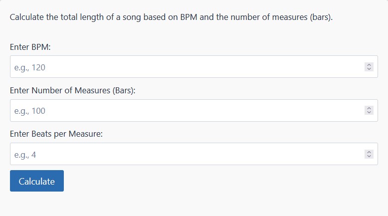 Song Length Calculator / Calculate Total Beats Free Online