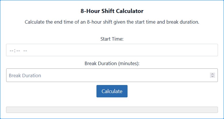 8-Hour Shift Calculator - Calculate 8 Hour Work Day