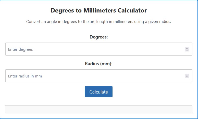 Degrees To MM Calculator - Convert Degree to MM