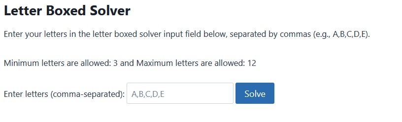 Letter Boxed Solver - Letter Boxed Answers Today from NYT Puzzle