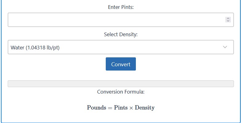 Pint to Pound Conversion - Convert pt to lb
