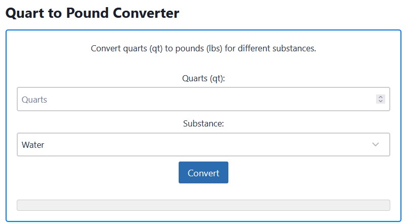 Quarts to Pounds Calculator - Convert qt to lbs