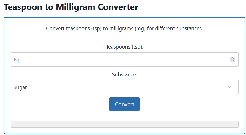 Teaspoon to Milligram Converter - tsp to mg Conversion