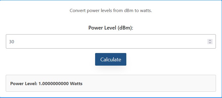 dBm to Watts Conversion Calculator - dBm to Watts Converter