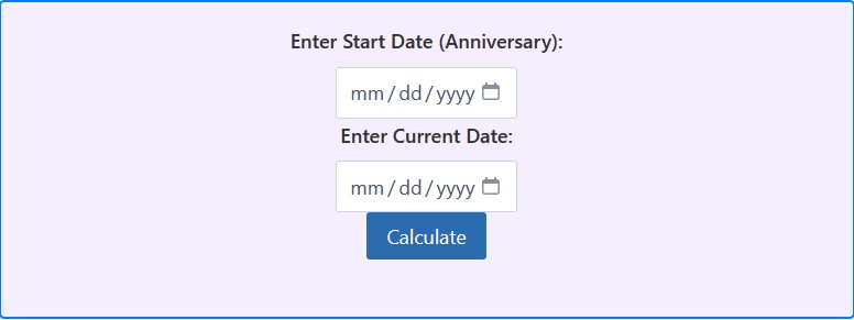 Anniversary Calculator (Wedding / Marriage, Relationship)