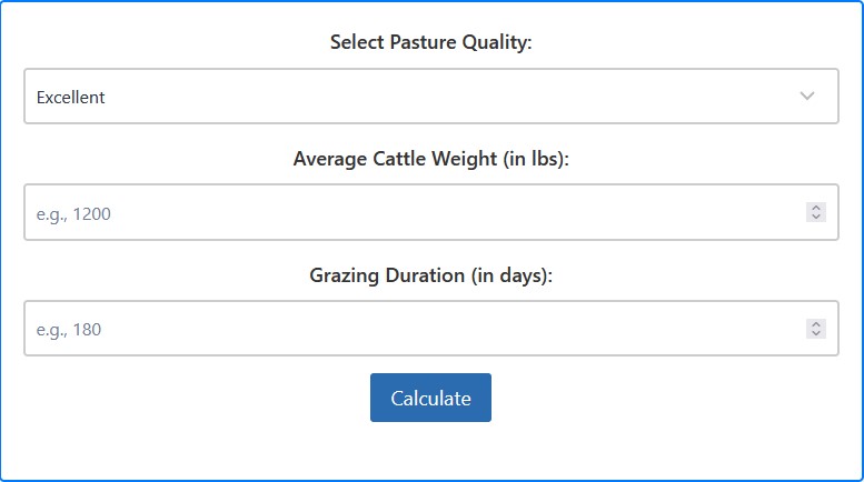 Cattle per Acre Calculator - How Many Cattle Per Acre