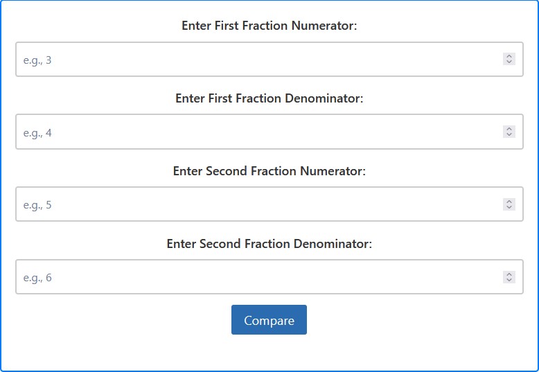 Comparing Fractions Calculator