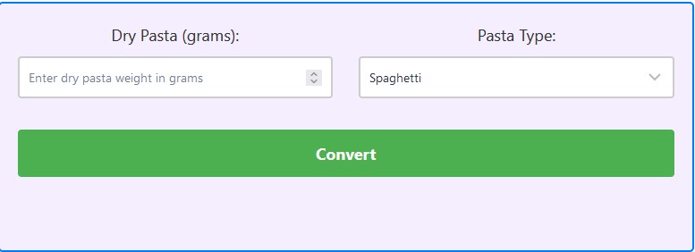 Dry to Cooked Pasta Conversion Calculator