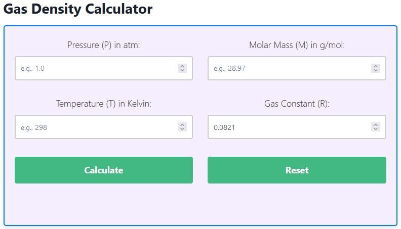 Gas Density Calculator