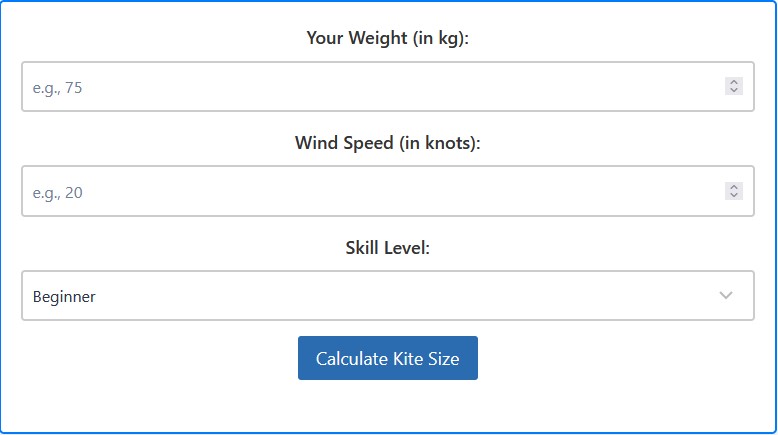 Kiteboarding Size Calculator