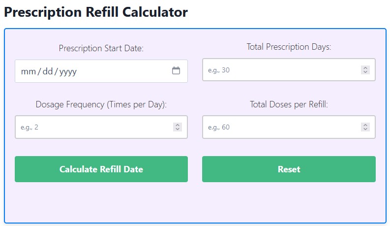 Prescription Refill Calculator - Effortless Medication Tracking