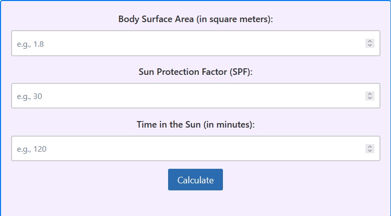 Sunscreen Calculator