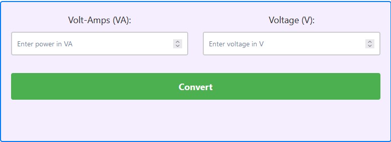 VA to Amps Conversion Calculator - Convert (VA) to (A)