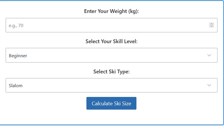 Water Ski Size Calculator