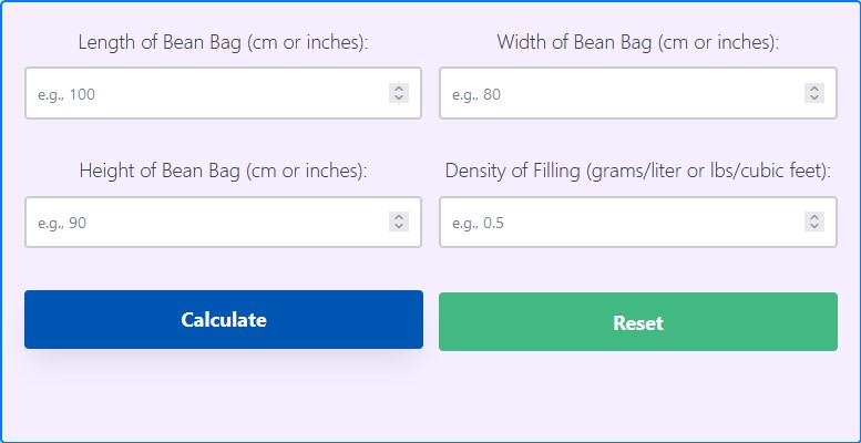 Bean Bag Filling Calculator - Compute How Much Filler Do You Need for ...