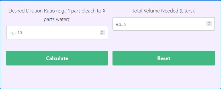 Bleach Dilution Calculator - Proper Bleach Dilution for Cleaning and ...