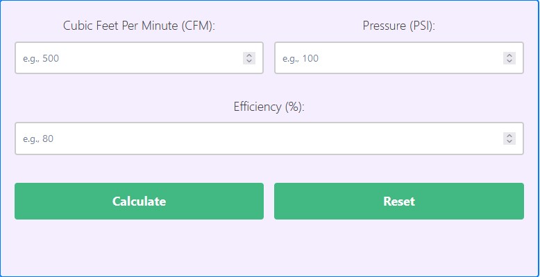 CFM to HP Calculator - CFM to Horsepower Conversion