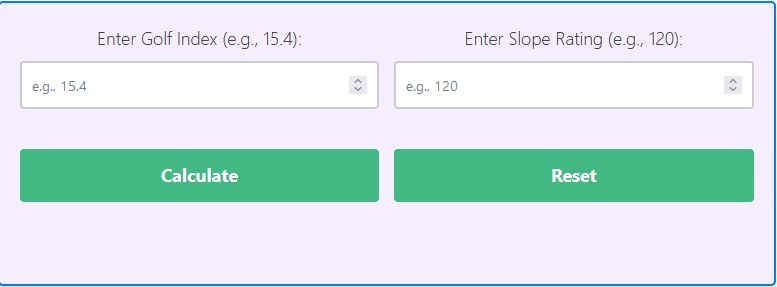 Golf Index to Handicap Calculator - Simple Golf Handicap Calculator