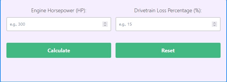 HP to WHP Calculator - Comprehensive Horsepower to Wheel Horsepower ...