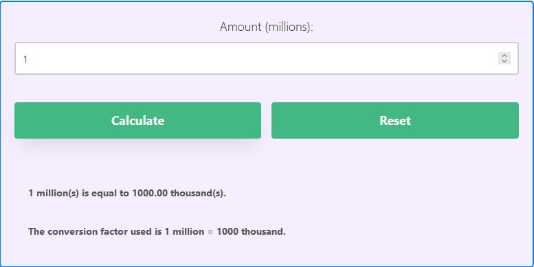 Million to Thousand Converter - Calculate How Many Thousands in A Million