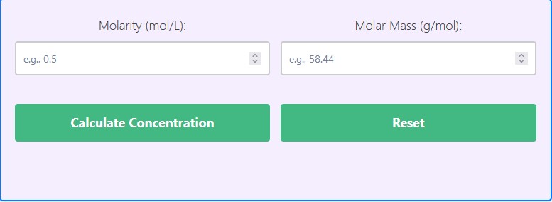 Molarity to Concentration Calculator