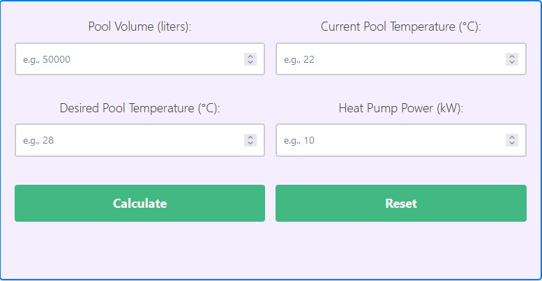 Pool Heat Pump Calculator - Calculate Pool Heat Pump Size and Capacity