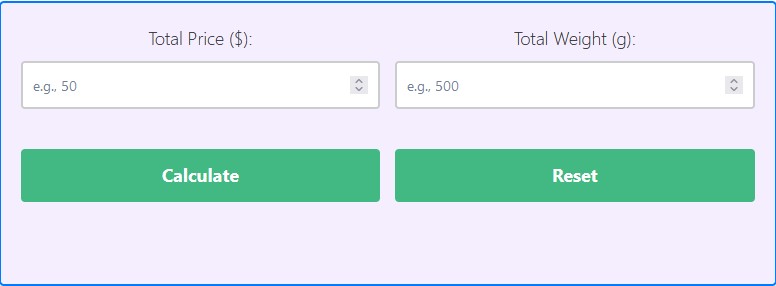 Price Per 100 Gram Calculator - Calculate Cost per 100g