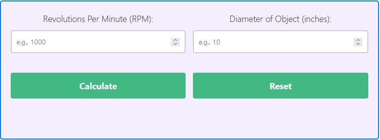 RPM to Feet Per Minute Calculator - Revolutions Per Minute to FPM Conversion