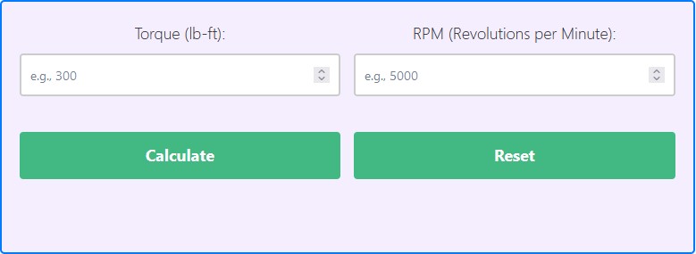 Torque to HP Calculator - Torque RPM to HP Converter