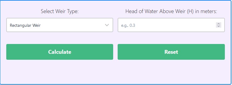 Weir Flow Calculator - Calculate Liquid Flow Rates