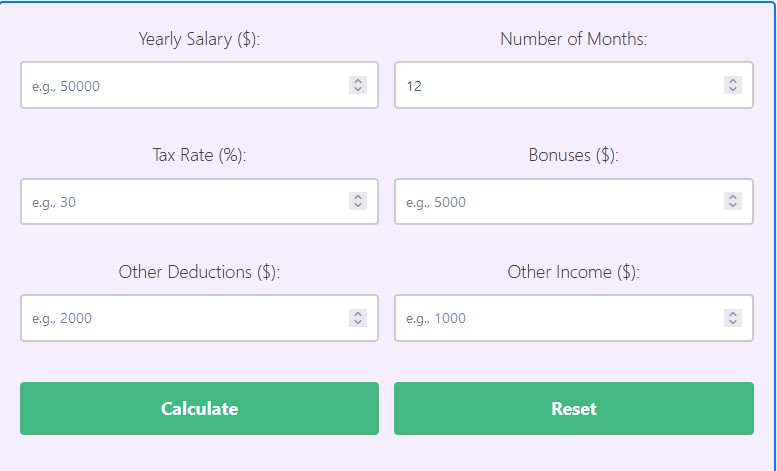 Yearly Salary to Monthly Calculator - Calculate Monthly Salary From Annual