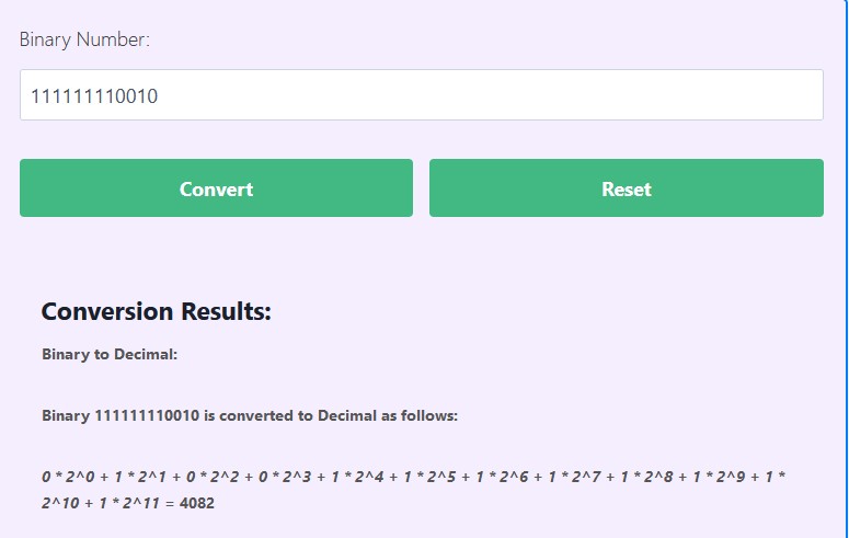 Binary To Decimal To Hexadecimal Converter