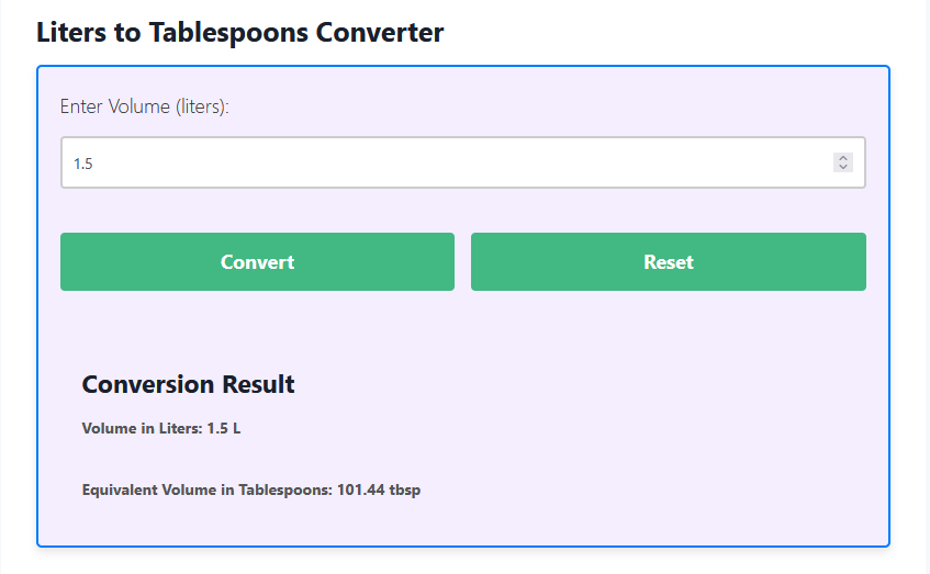 Liters to Tablespoons Conversion Calculator - Convert Liter to tbsp